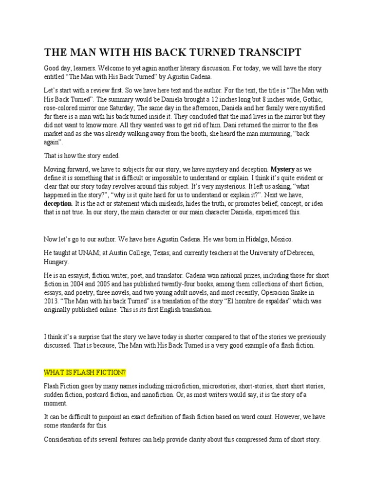 Lecture Transcript Lesson 4 Flash Fiction | PDF | Plot (Narrative) | Short Stories