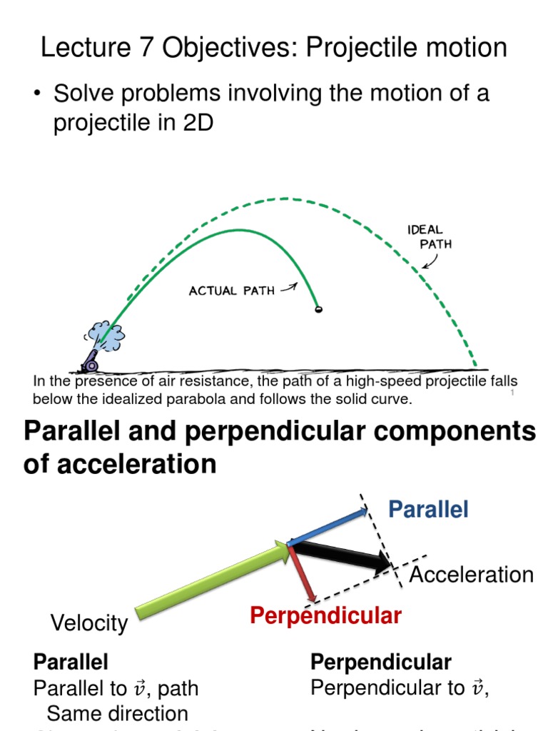 Lecture 7 Objectives: Projectile Motion: - Solve Problems Involving The Motion of A Projectile ...