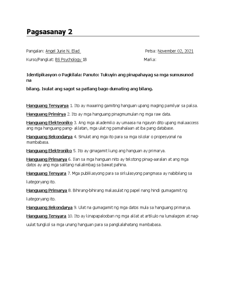 1B - ELAD - PAGSASANAY at GAWAIN | PDF