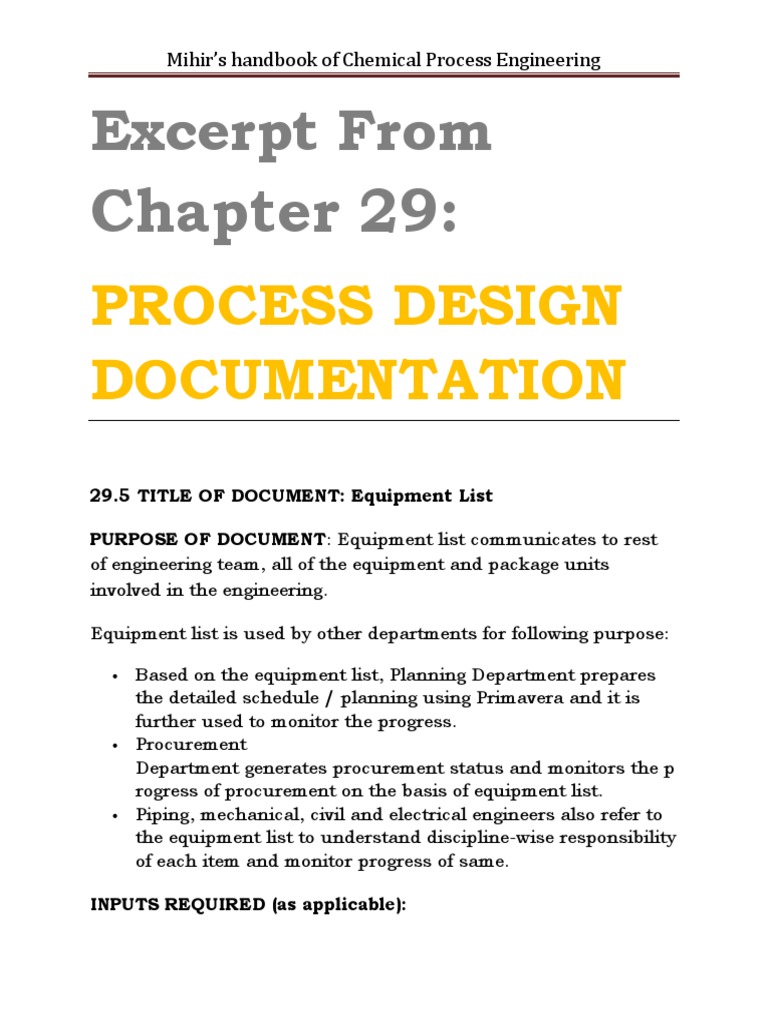 Mihir’s handbook of Chemical Process Engineering equipment list | PDF ...