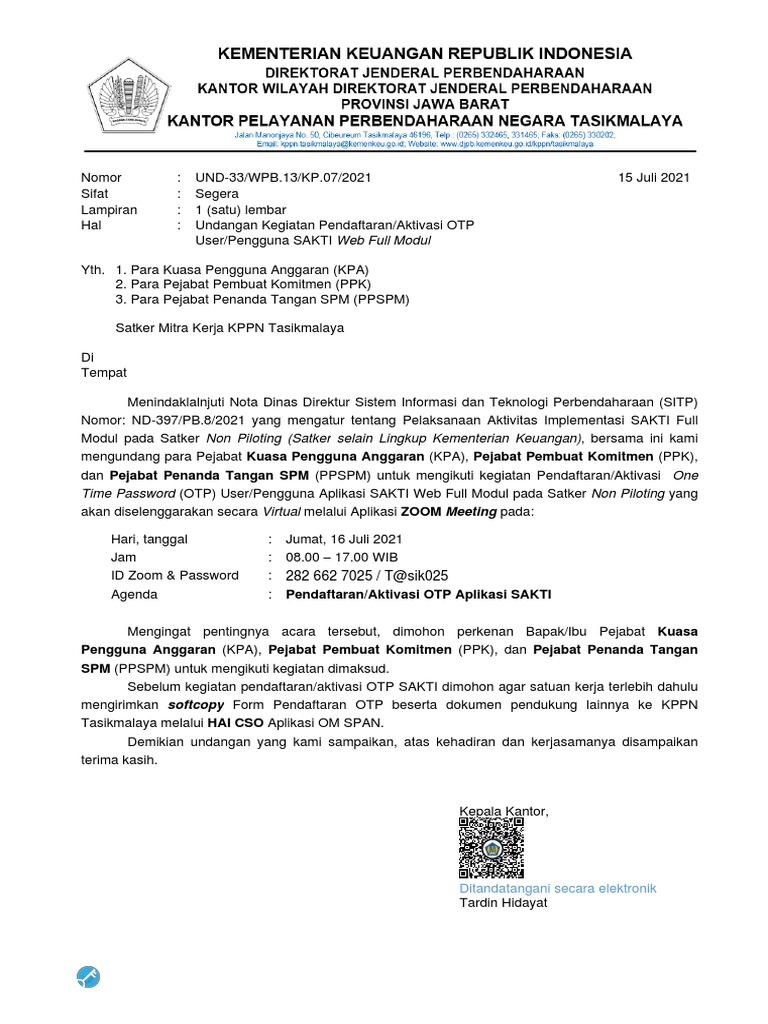 Und-33 Aktivasi Otp Sakti | PDF