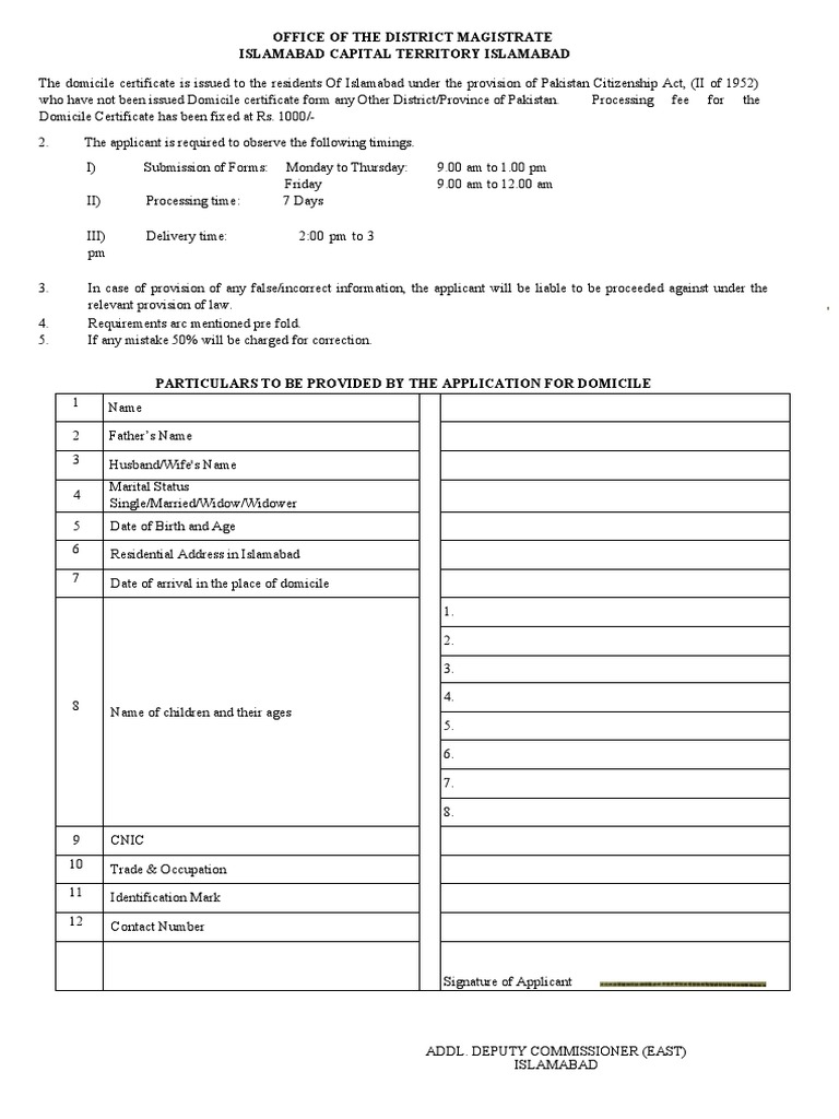 Domicile Form | PDF | Domicile (Law) | International Law