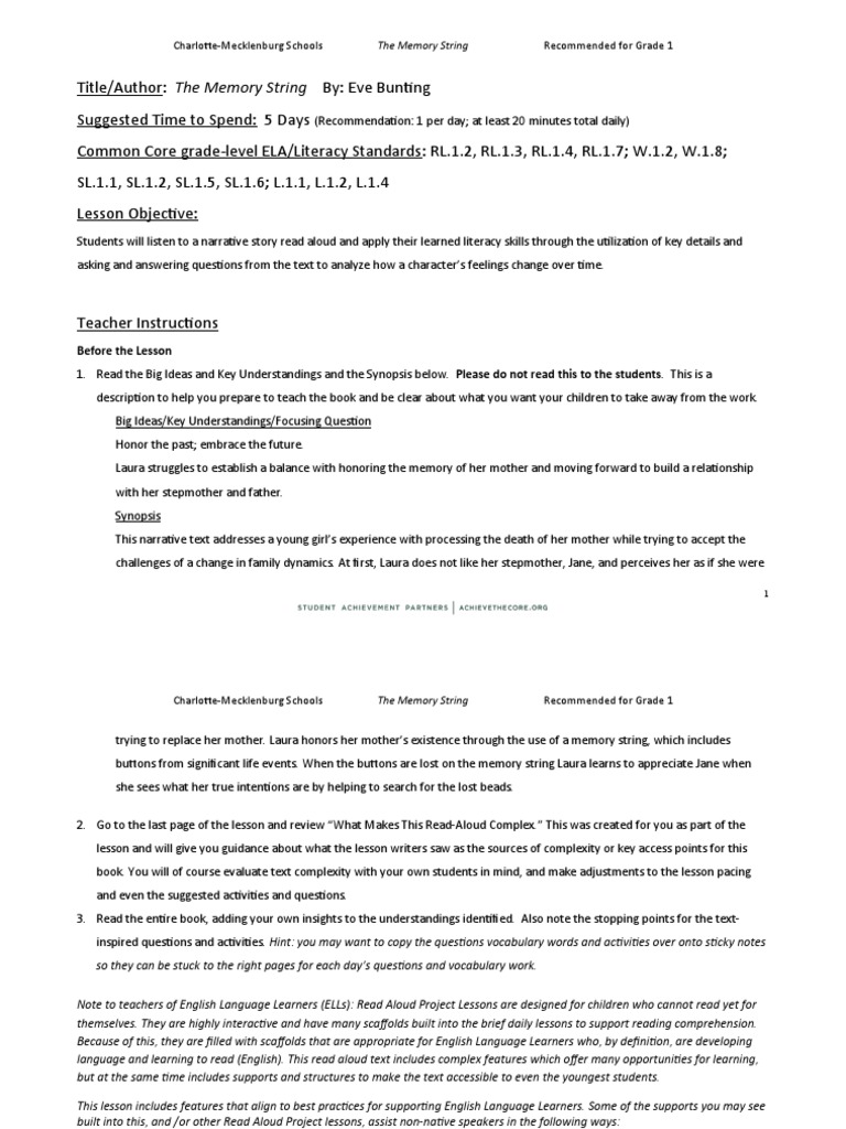 The Memory String 1 Lit | PDF | Vocabulary | Cognition