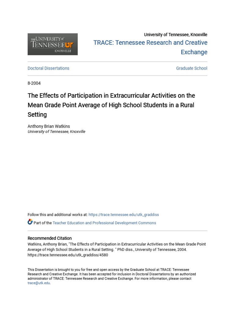 The Effects Of Participation In Extracurricular Activities On The Pdf