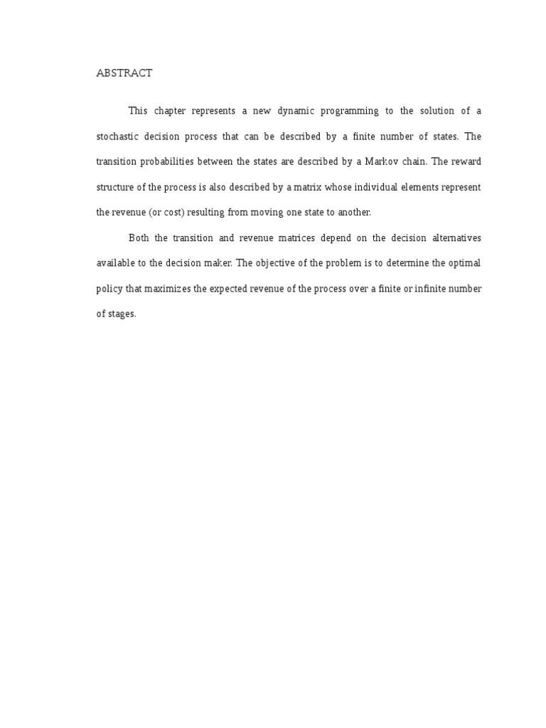 Markovian Decision Process | PDF | Markov Chain | Mathematics