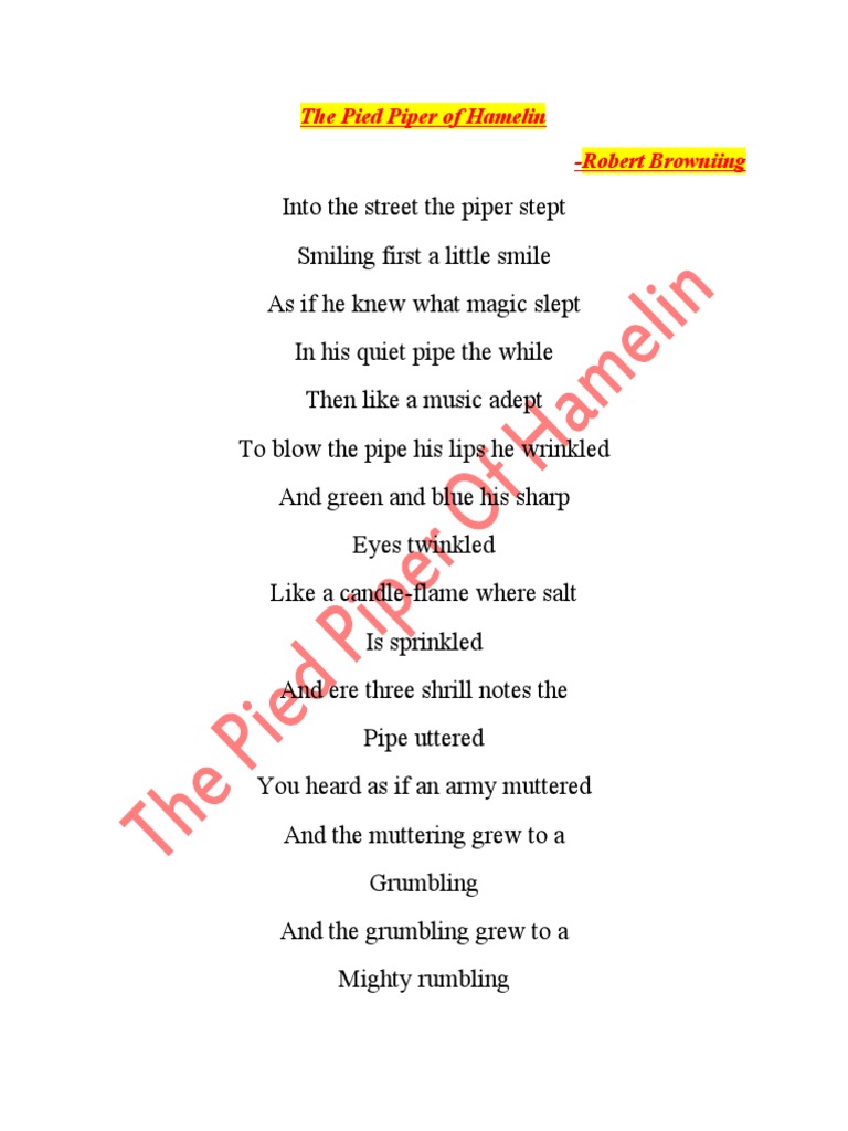 The Pied Piper of Hamelin Poem | PDF | Art
