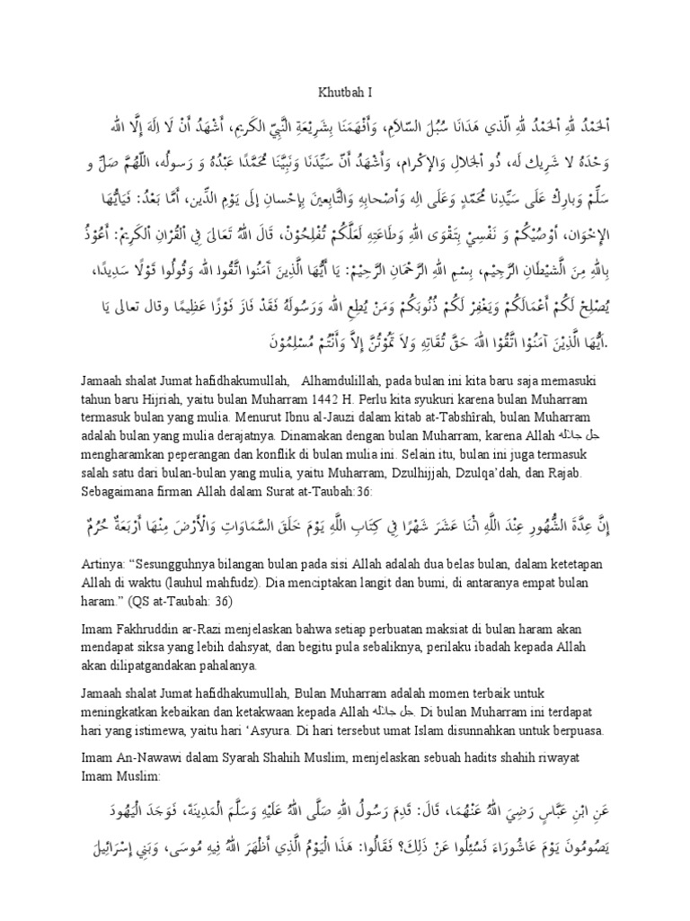 Khutbah Jum'at 10 Muharram | PDF