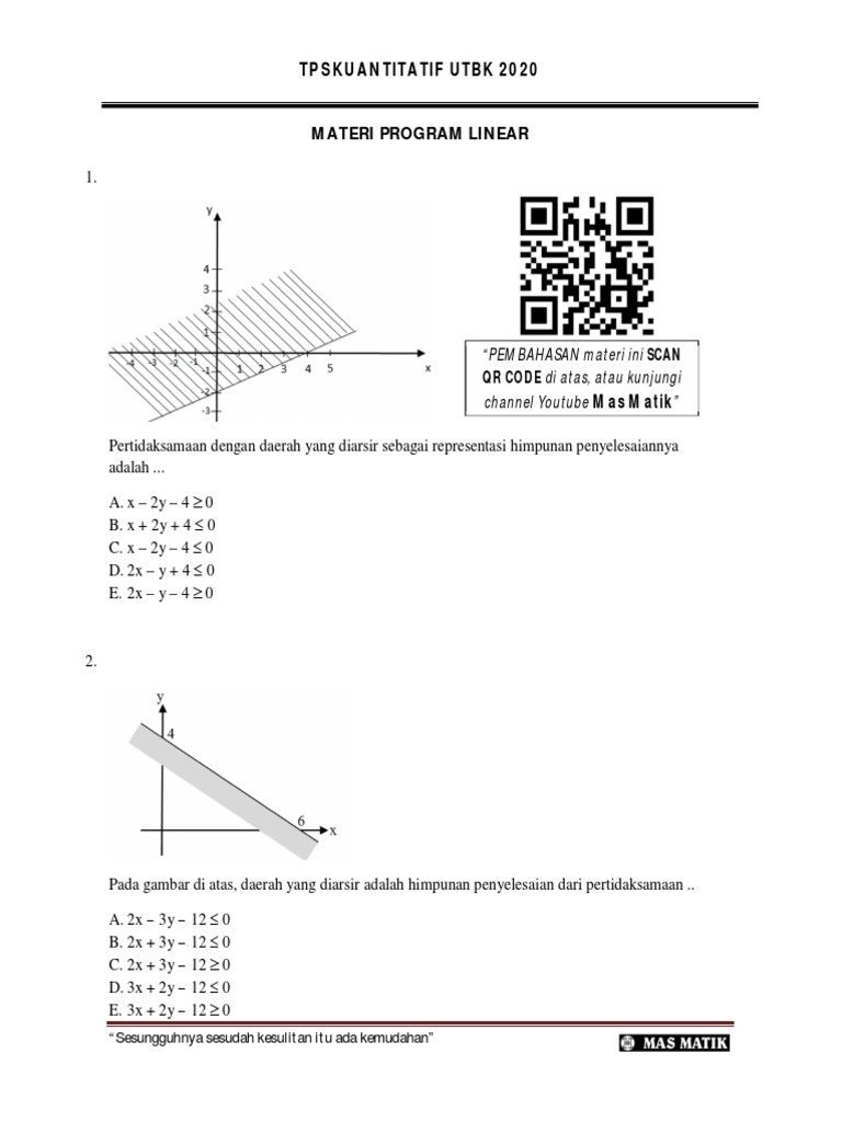 Materi Program Linear UTBK 2020 | PDF