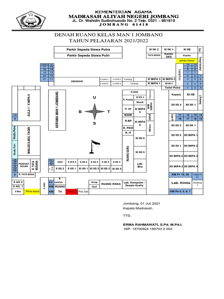 Denah MAN Jombang 2021-2022 | PDF