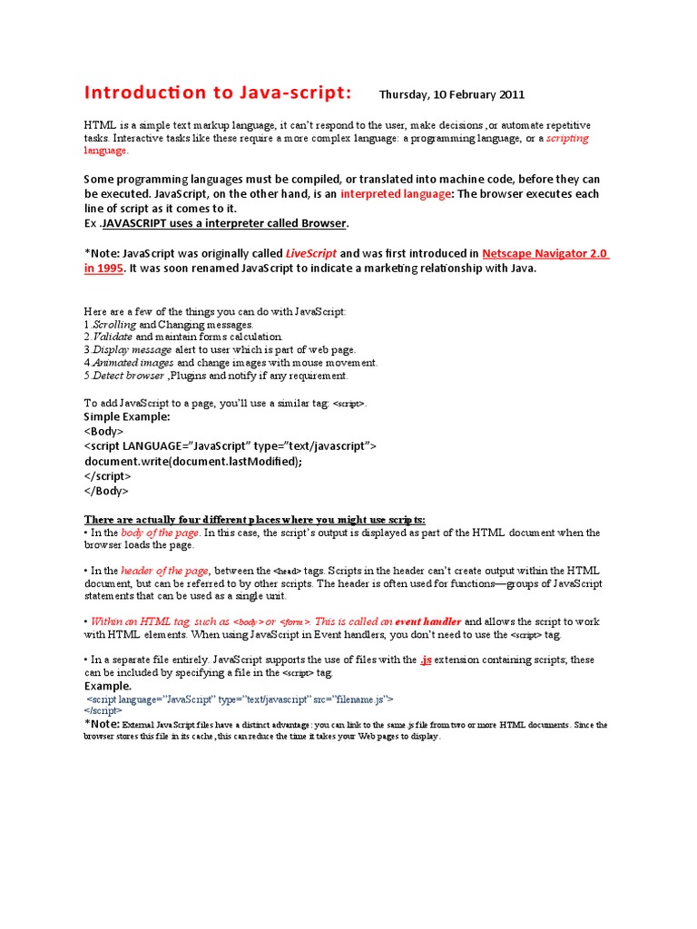 Introducti On To Java-Script:: Netscape Navigator 2.0 in 1995 | PDF ...