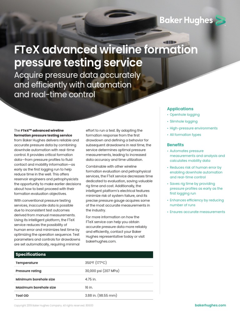 Wireline Services Catalog - (FTeX) Advanced Wireline Formation Pressure ...