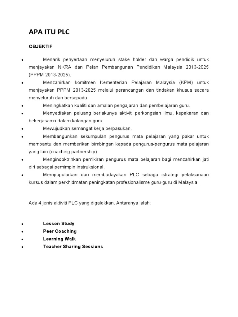 Apa Itu PLC: Objektif | PDF