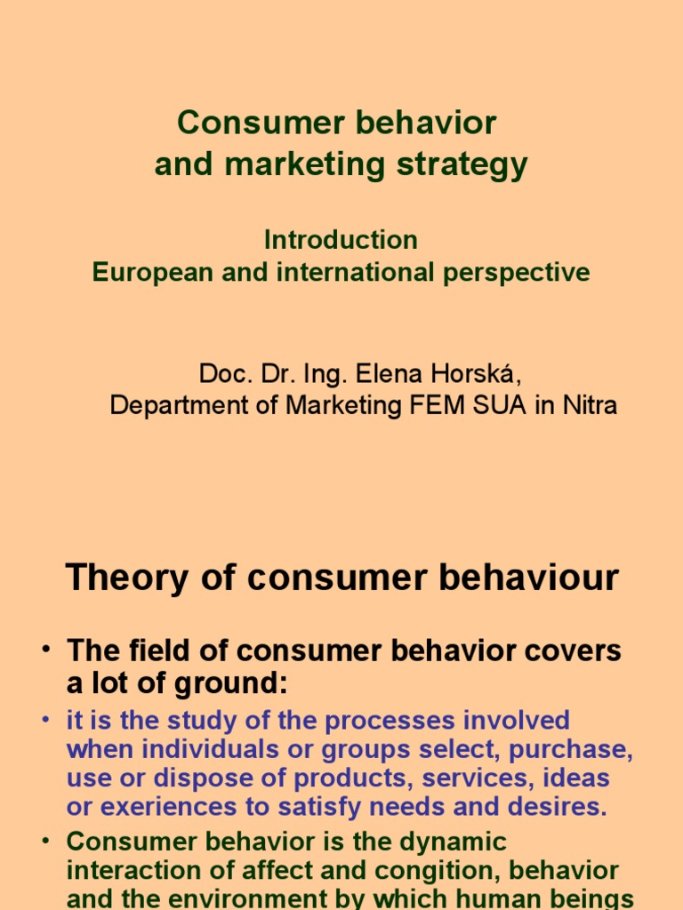 MBA Introduction Lecture On Consumer Behavior Text | PDF | Behavior ...