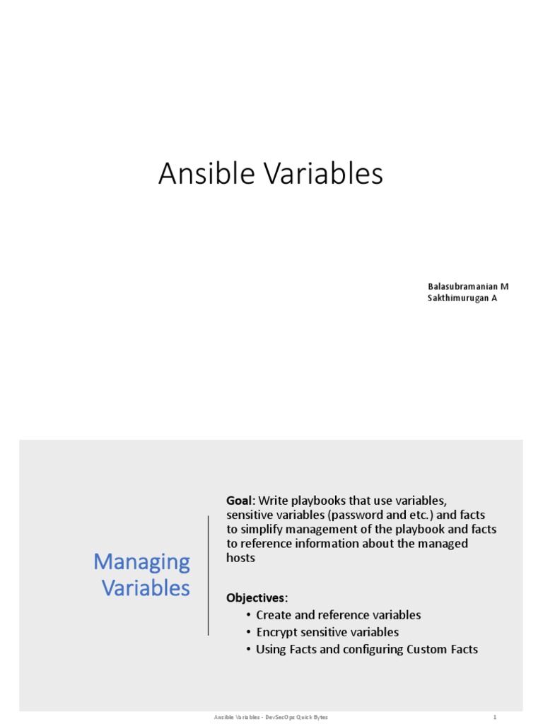 Ansible Variables | PDF | Variable (Computer Science) | Scope (Computer Science)