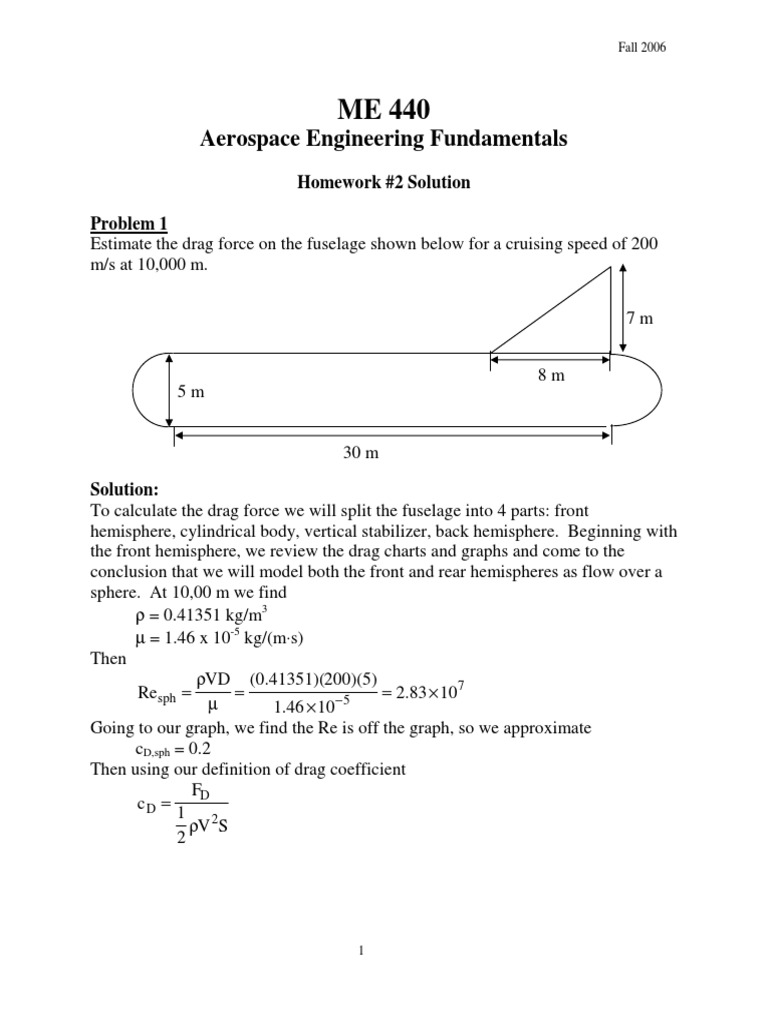 Aerospace Engineering Fundamentals: Homework #2 Solution Problem 1 ...