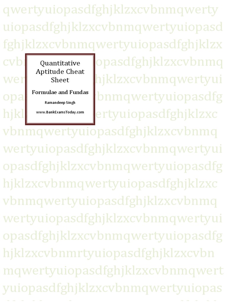 Quantitative Aptitude Cheat Sheet | PDF | Triangle | Elementary Geometry