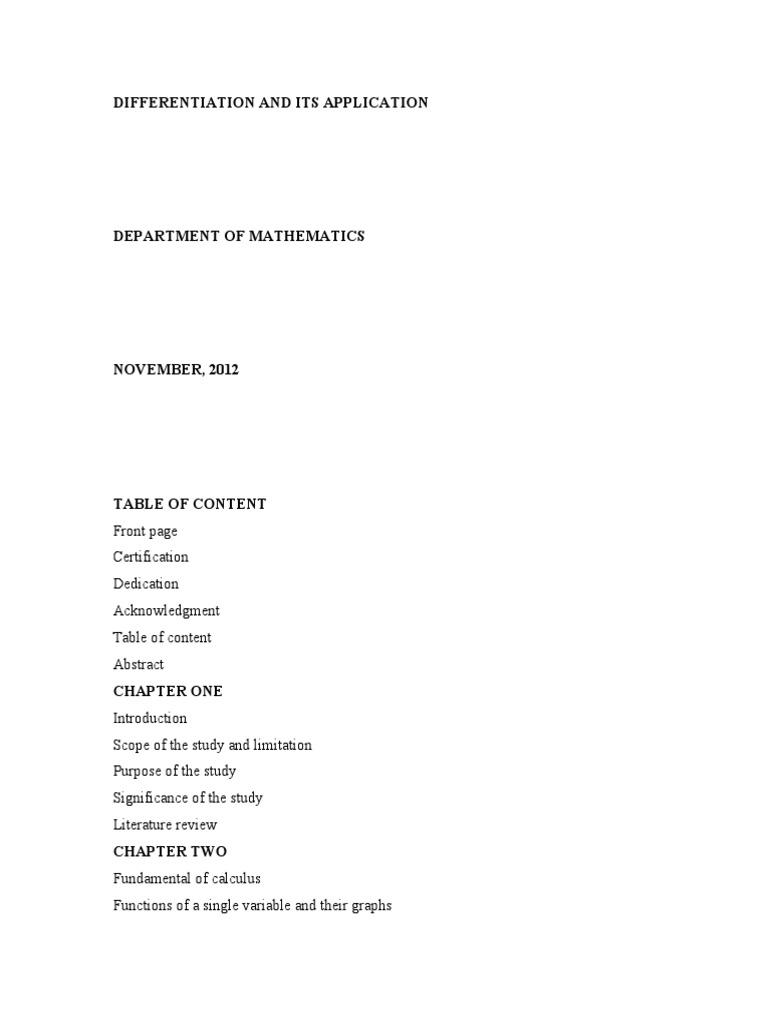 Differentiation and Its Application | PDF | Calculus | Derivative