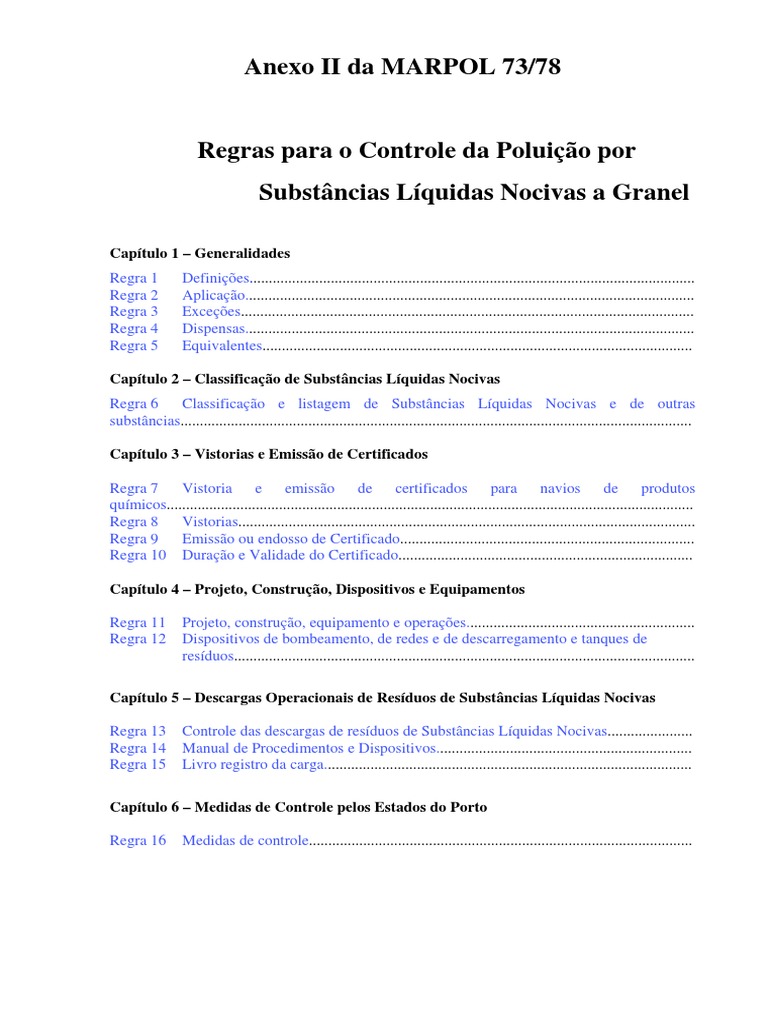 Anexo II Marpol | Download grátis PDF | Desperdício | Química