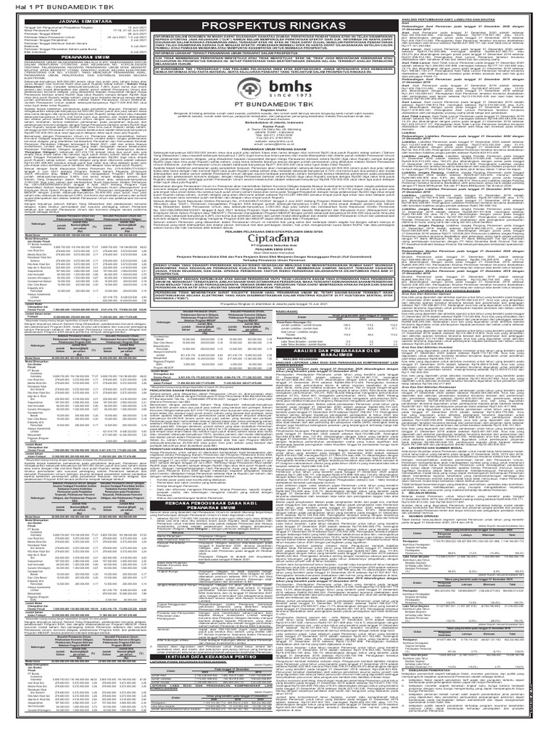 Prospektus Penawaran Umum BMHS 2021 | PDF