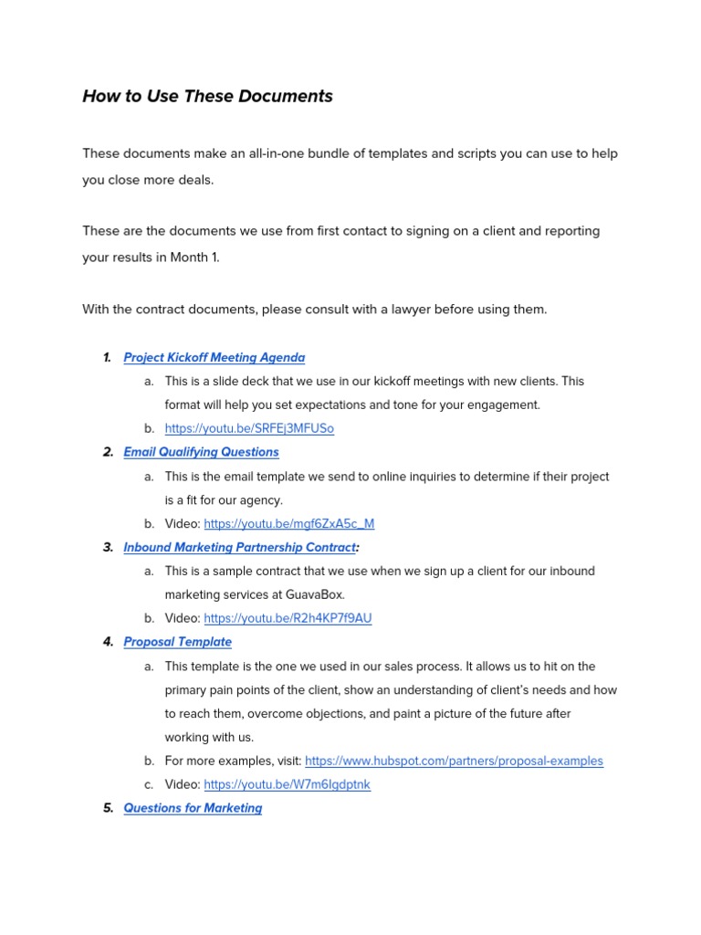 How To Use These Documents | Download Free PDF | Sales | Marketing