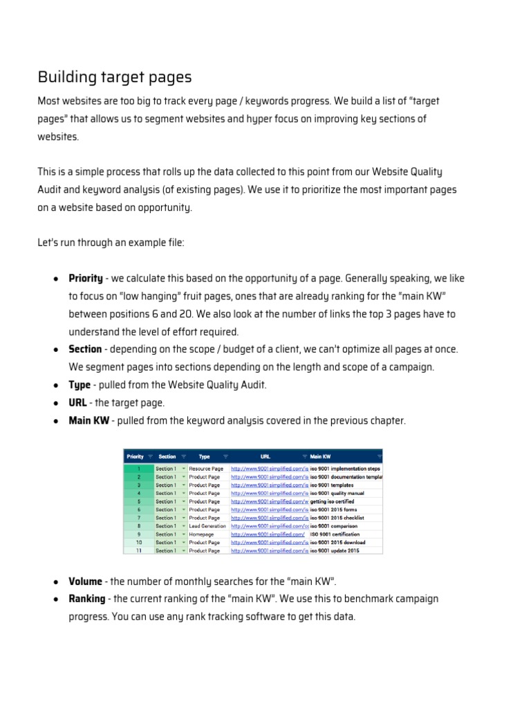 Blueprint - SOP - Target Pages | Download Free PDF | Search Engine ...
