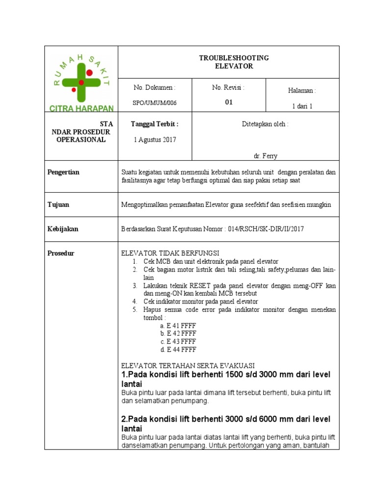 Panduan Troubleshooting Elevator | PDF | Teknologi & Rekayasa