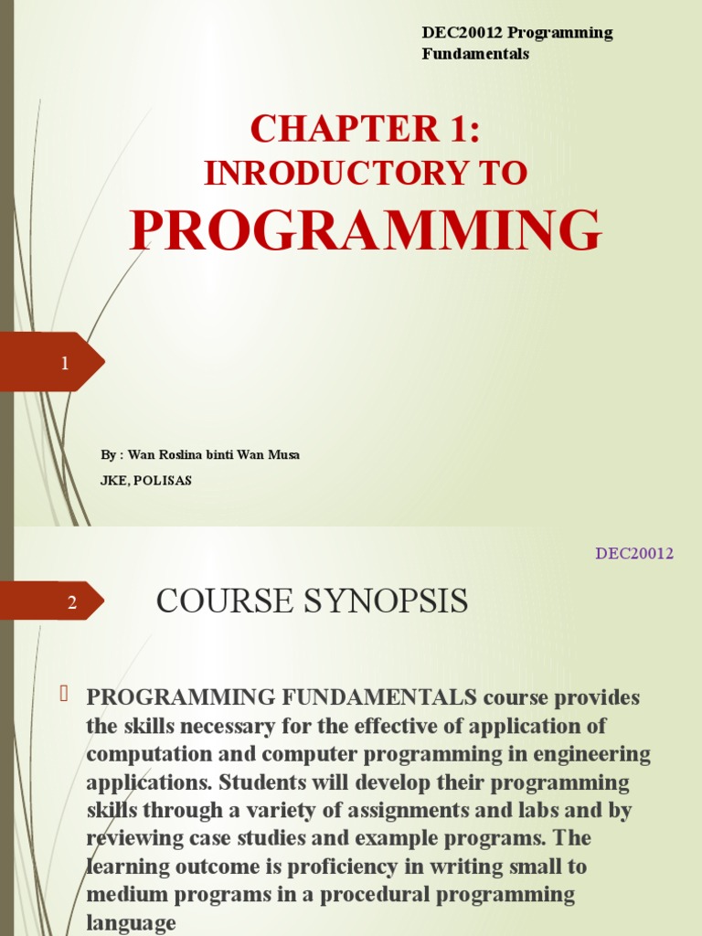 CHAPTER 1 Introductory To Programming | PDF | Algorithms | Subroutine