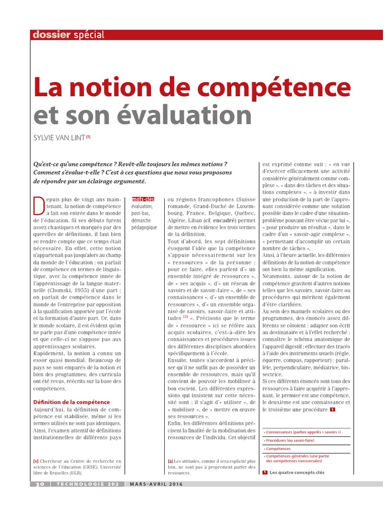 La Notion de Compétence: Et Son Évaluation | PDF | Compétence ...