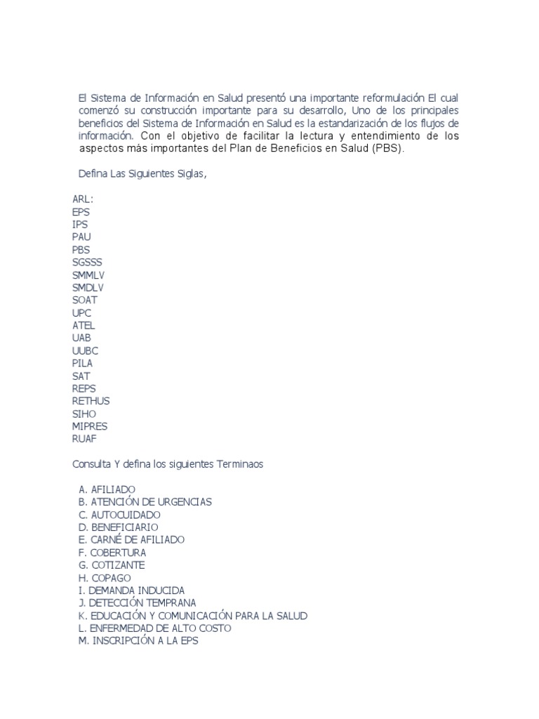 Cuestionario Sistema de Informacion en Salud | PDF | Cuidado de la salud | Ciencias de la Salud