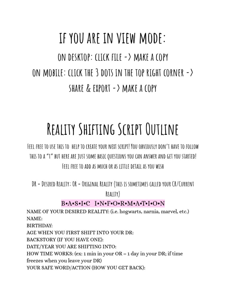 Reality Shifting Script Layout | PDF | Automated Teller Machine ...