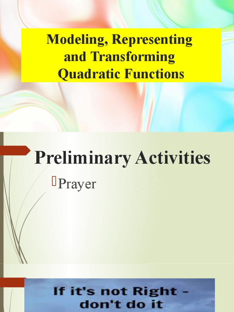 Modeling, Representing and Transforming Quadratic Functions | PDF | Mathematical Concepts ...
