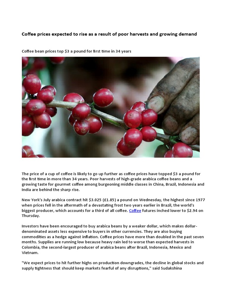Lecture - Coffee Prices Expected To Rise As A Result of Poor Harvests ...