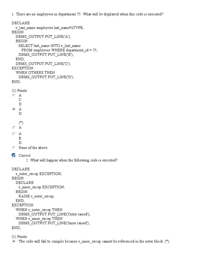 Final Exam | PDF | Subroutine | Pl/Sql