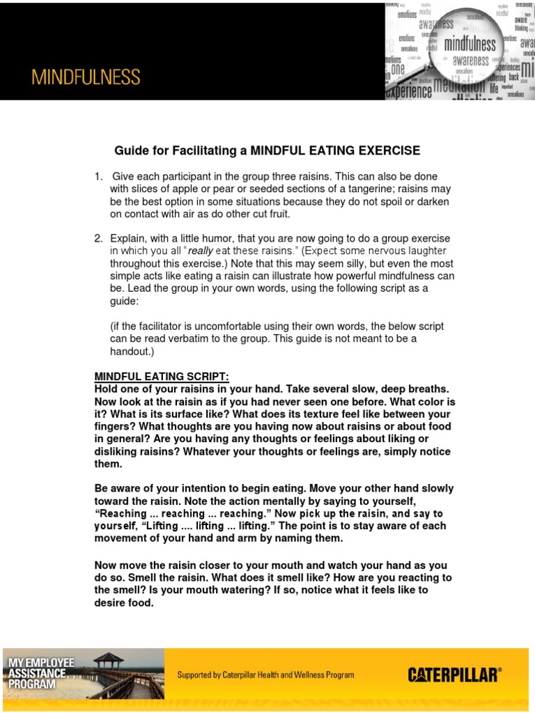 Guide For Facilitating A MINDFUL EATING EXERCISE | PDF | Senses | Mouth