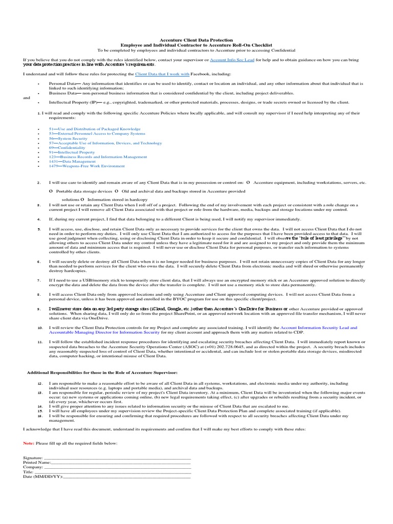 Roll On CDP Form With T&S CCA | PDF | Confidentiality | Information ...