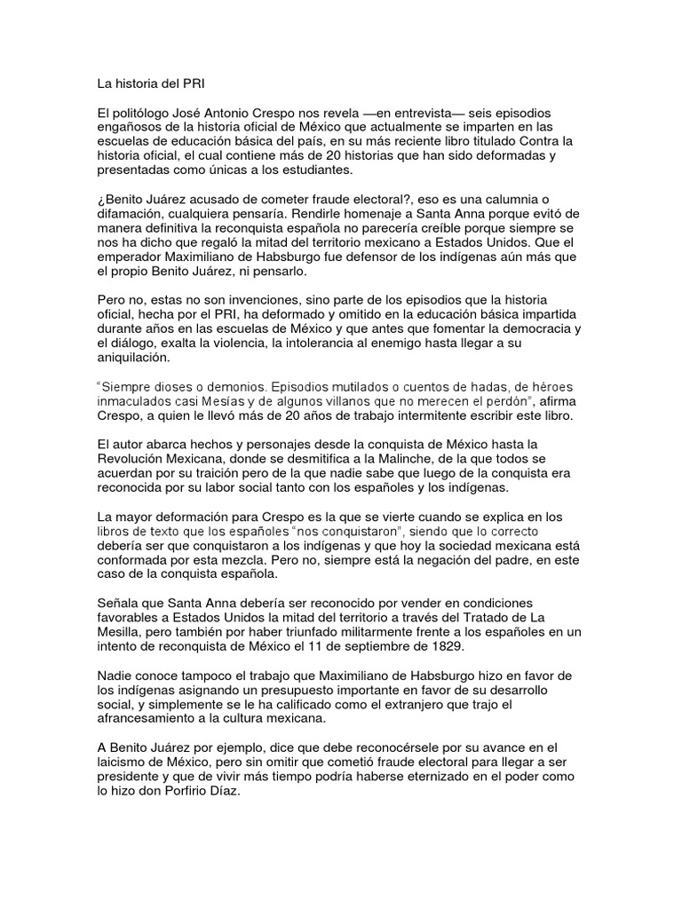 La Historia Del PRI (Partido) | PDF | México