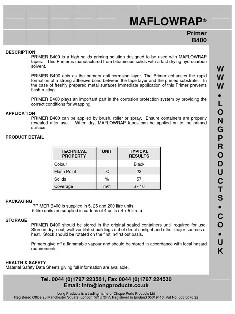 Maflowrap Primer B400 | PDF | Materials | Chemistry