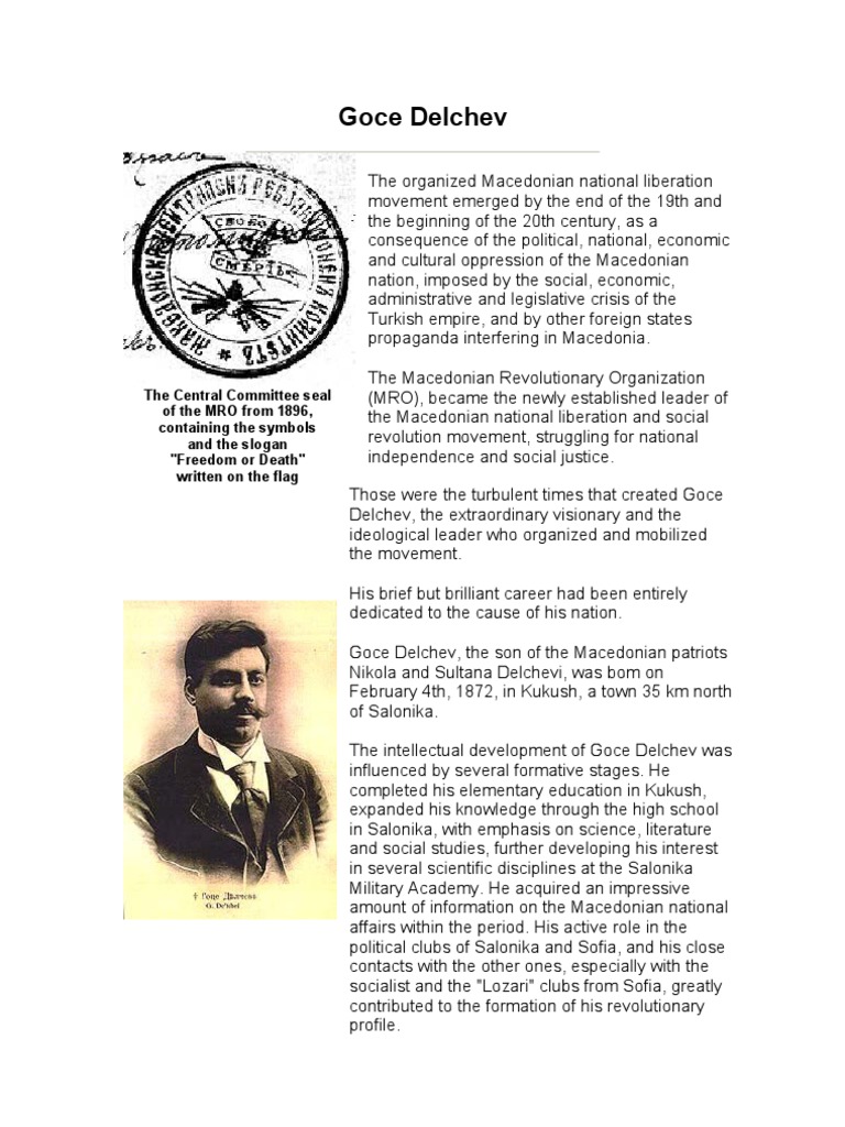 Goce Delchev | PDF | Republic Of Macedonia