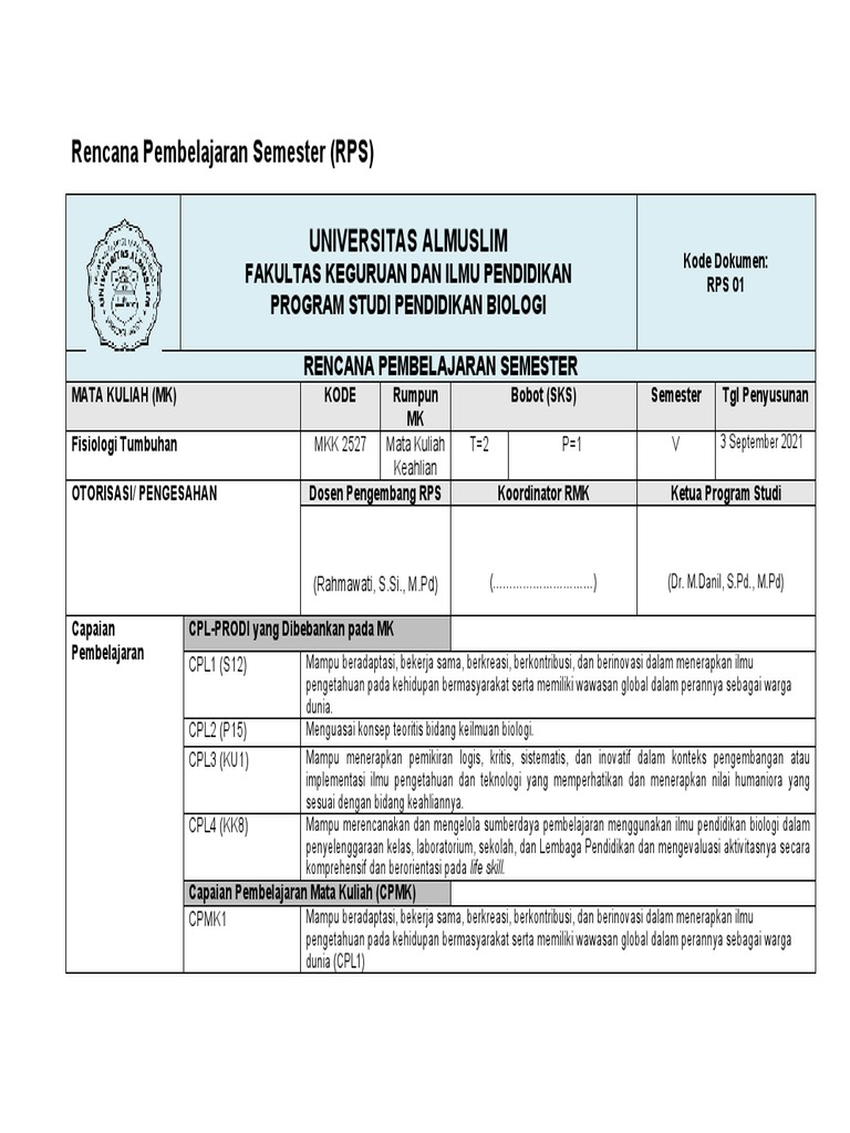 RPS Fisiologi Tumbuhan | PDF