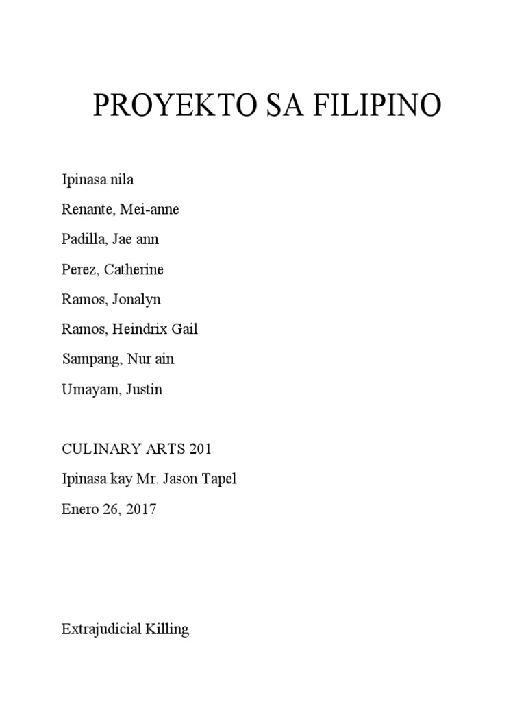 Proyekto Sa Filipino | PDF