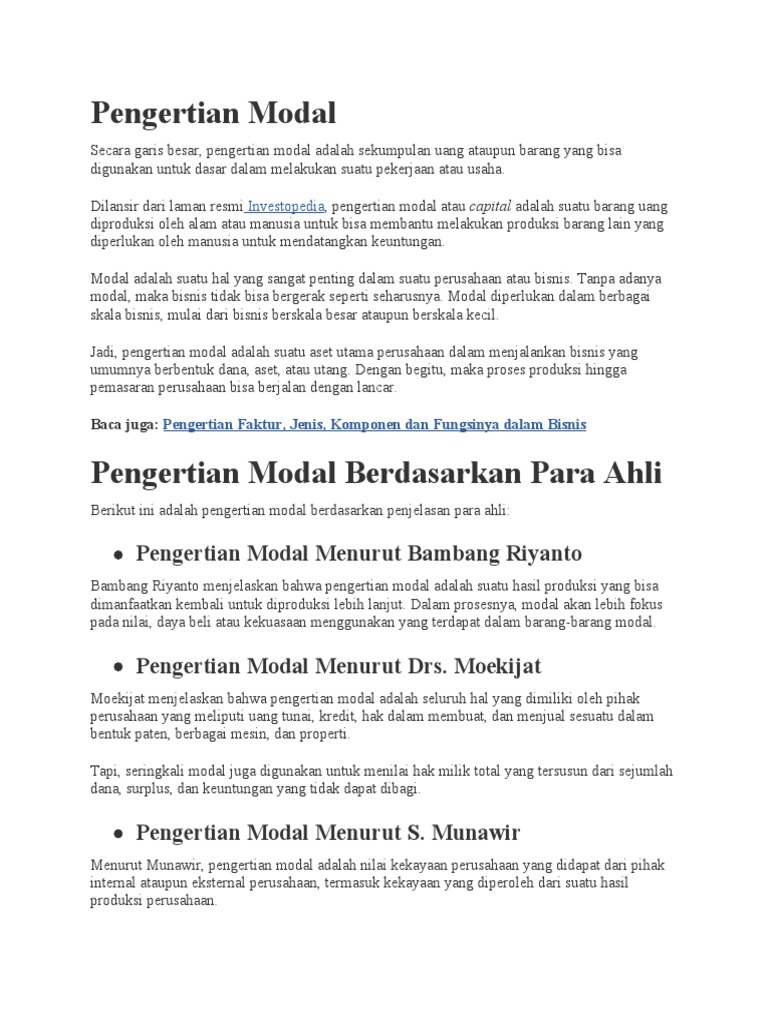 Jenis Jenis Modal | PDF