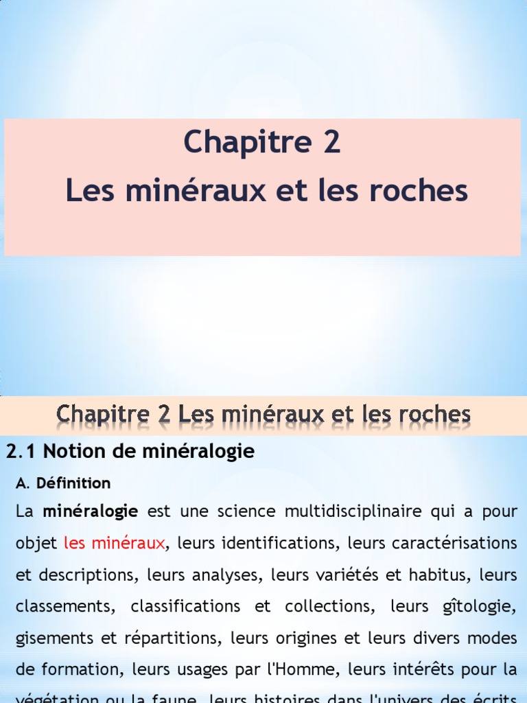Minéraux et Roches : Concepts Clés | PDF | Minéral | Roche magmatique