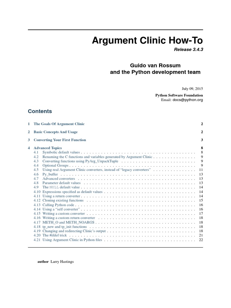 Argument Clinic How-To: Guido Van Rossum and The Python Development Team | Download Free PDF ...