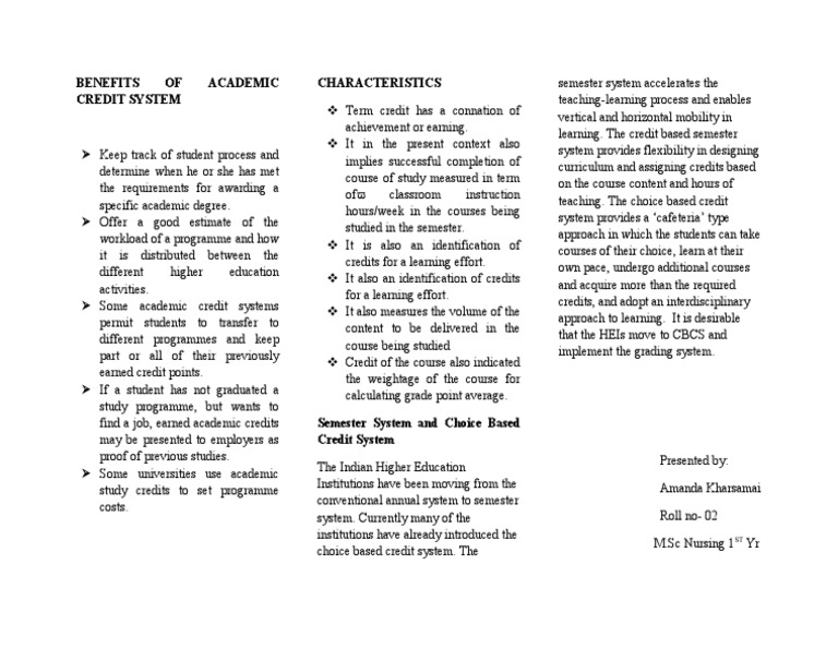 Benefits of Academic Credit System | PDF | Course Credit | Cognition