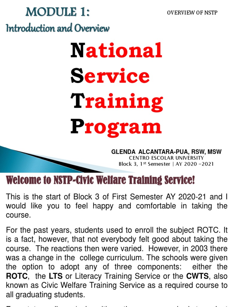 An Overview of the National Service Training Program (NSTP): Its ...