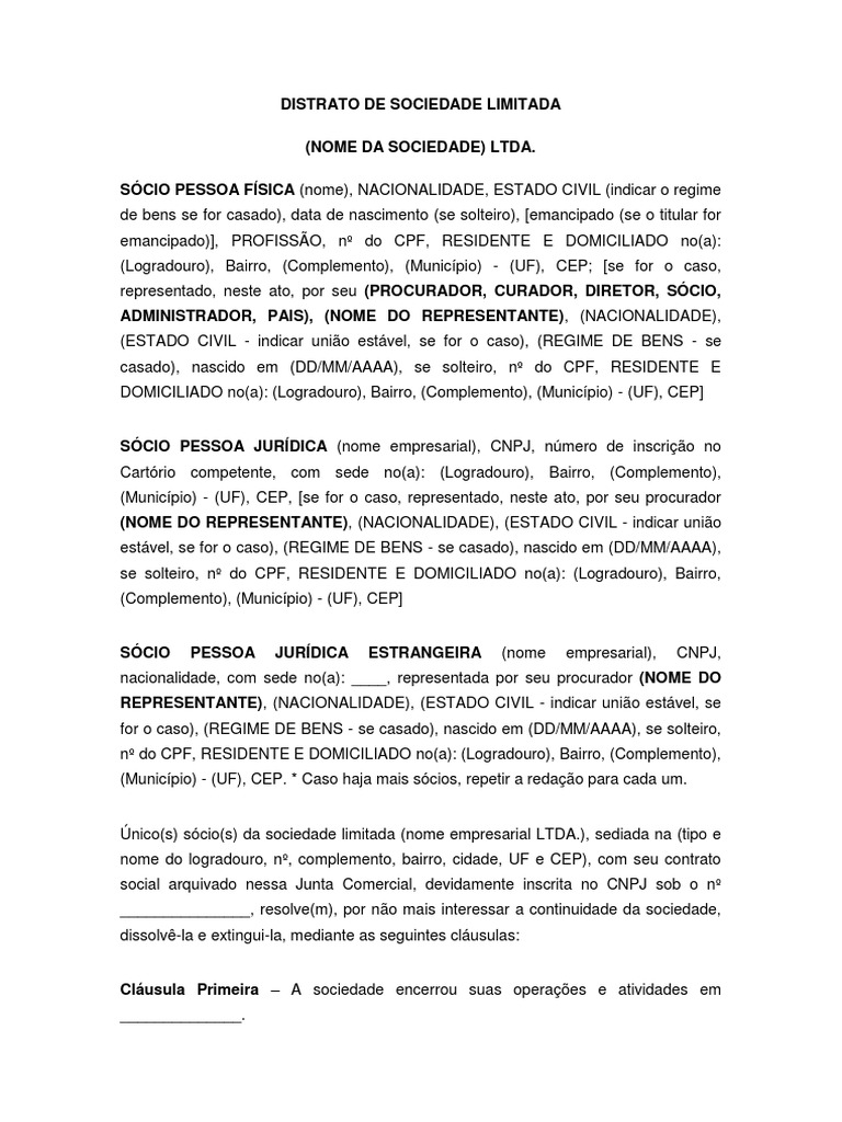 Modelo Distrato Social | PDF