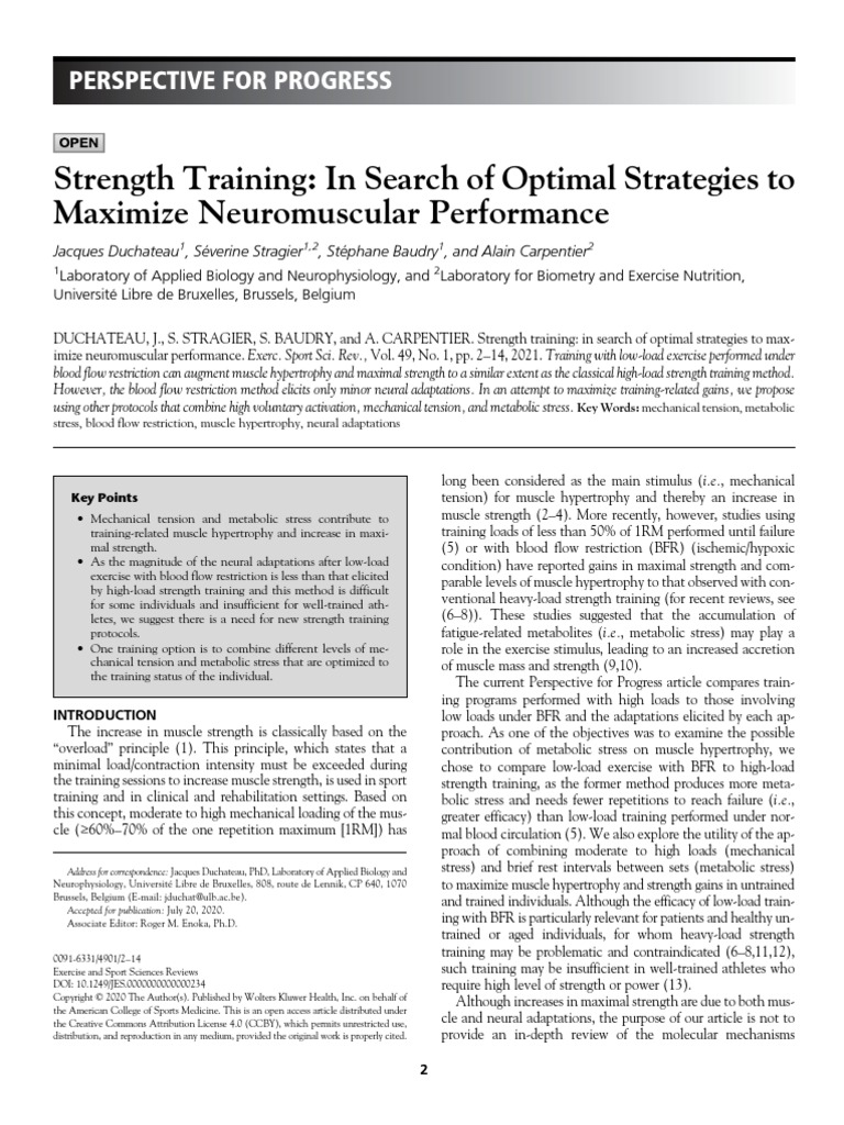 Strength Training in Search of Optimal Strategies To Maximize ...