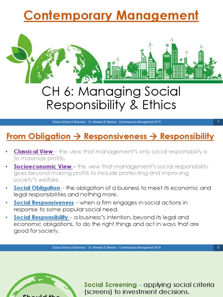 CH 6 - Managing Social Responsibility & Ethics | PDF | Value (Ethics ...