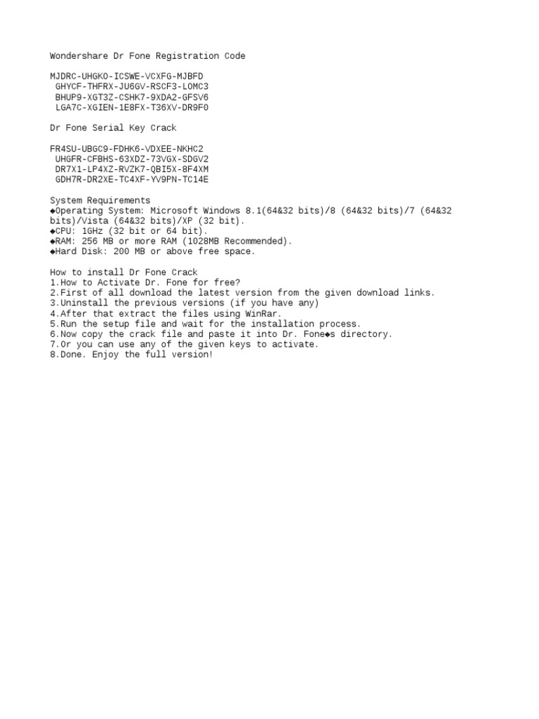 Wondershare DR Fone Registration Code | PDF