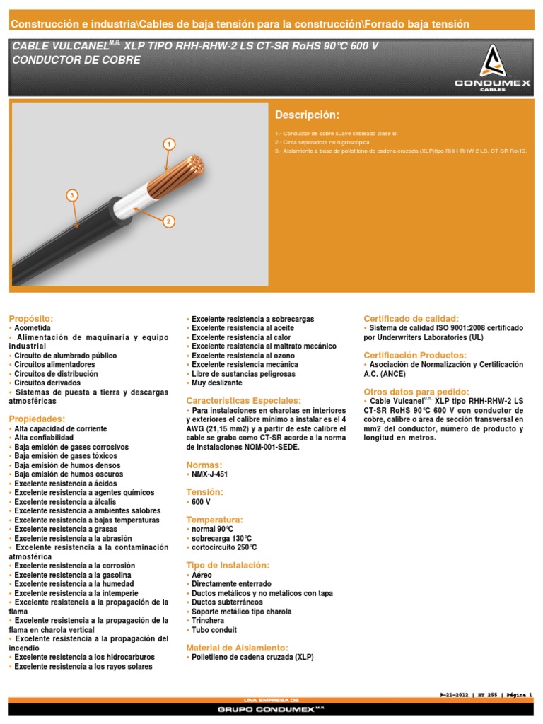 Cable RHW | PDF | Cobre | Resistencia Eléctrica y Conductancia